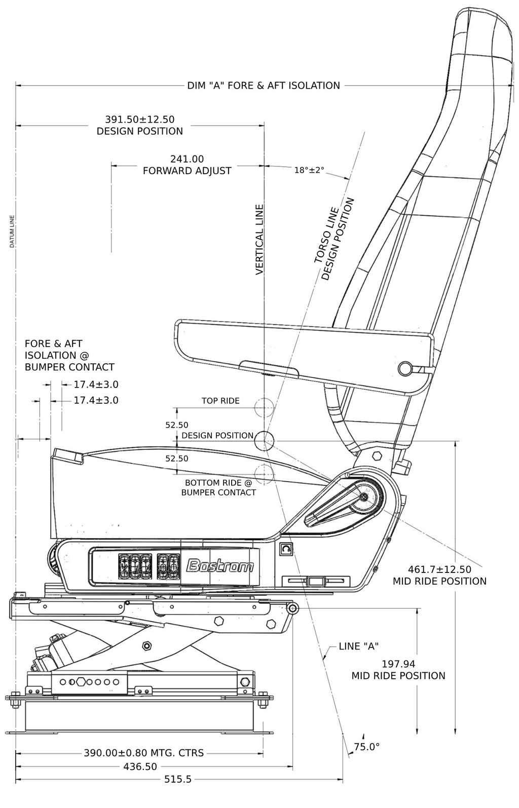 Bostrom Wide Ride+Serta® High Back Truck Seat in Black Ultra-Leather ...