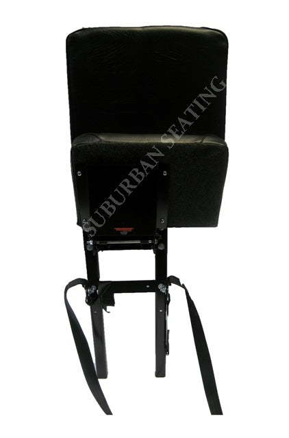 Jump Seat 02 - Step Van Seat - 10" Wide in Black Vinyl | SuburbanSeats.com
