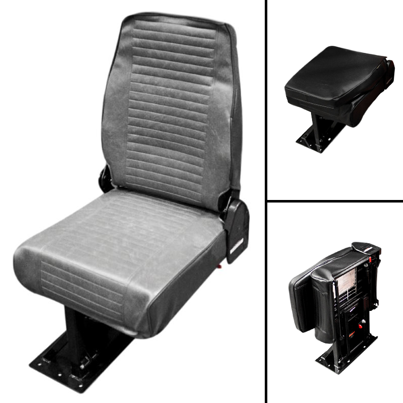 Single Mid Back BV Foldaway Bus Seat in Gray Vinyl - Curb Side ...