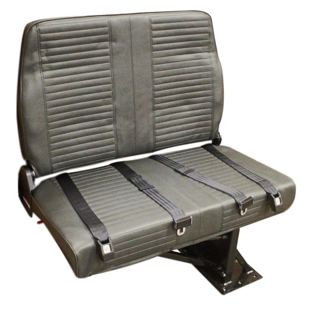 Double Mid Back BV Foldaway Bus Seat in Gray Vinyl with 2-Point Belts ...